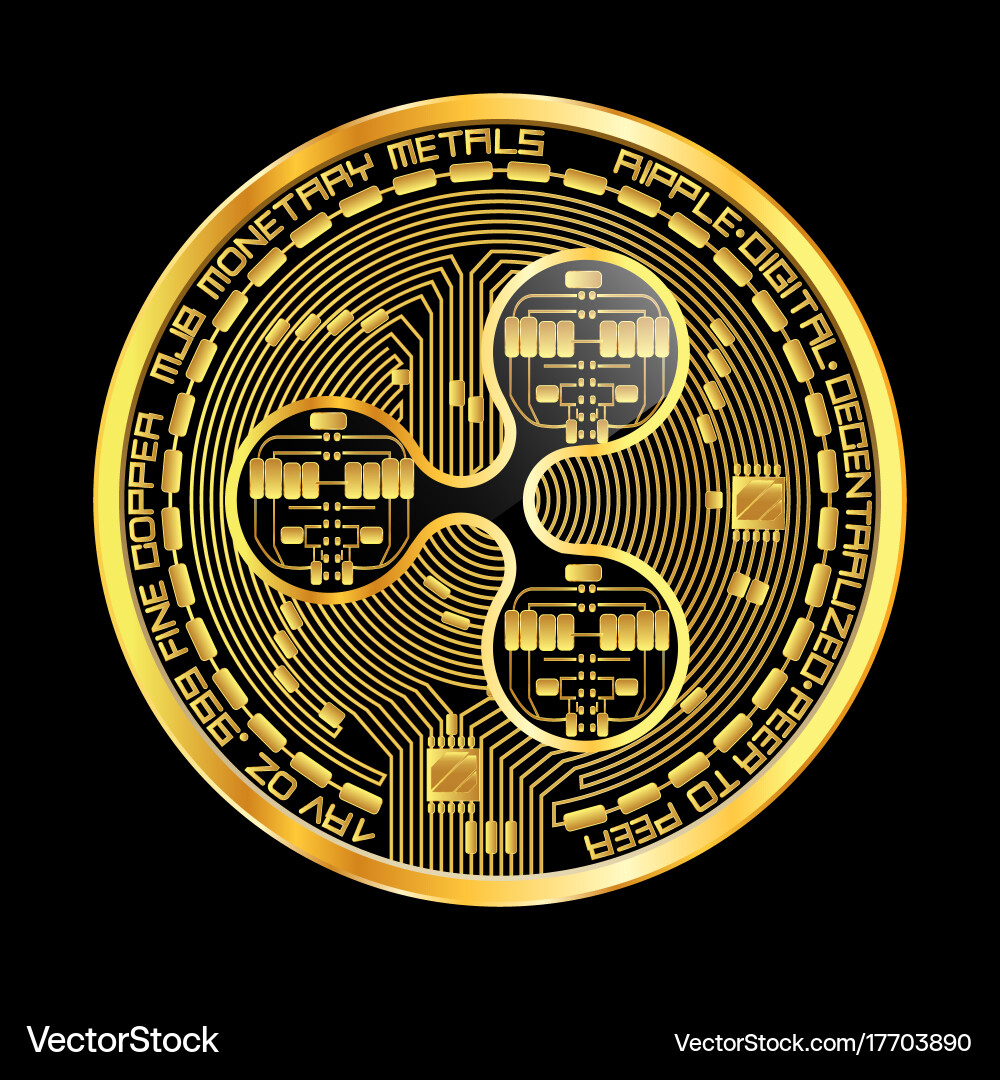 Ripple Crypto Golden Coin Royalty Free Vector Image