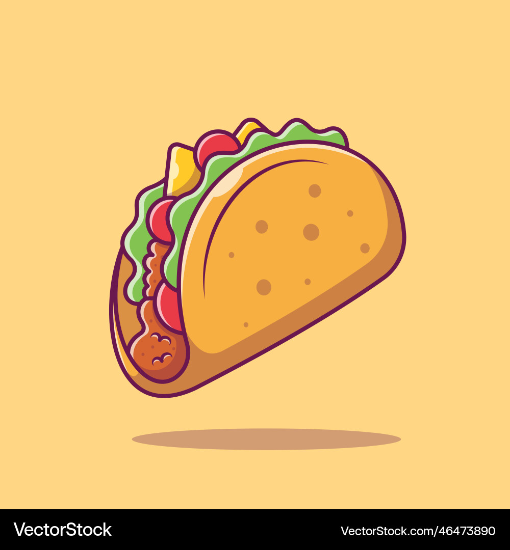 Taco mexican food cartoon Royalty Free Vector Image