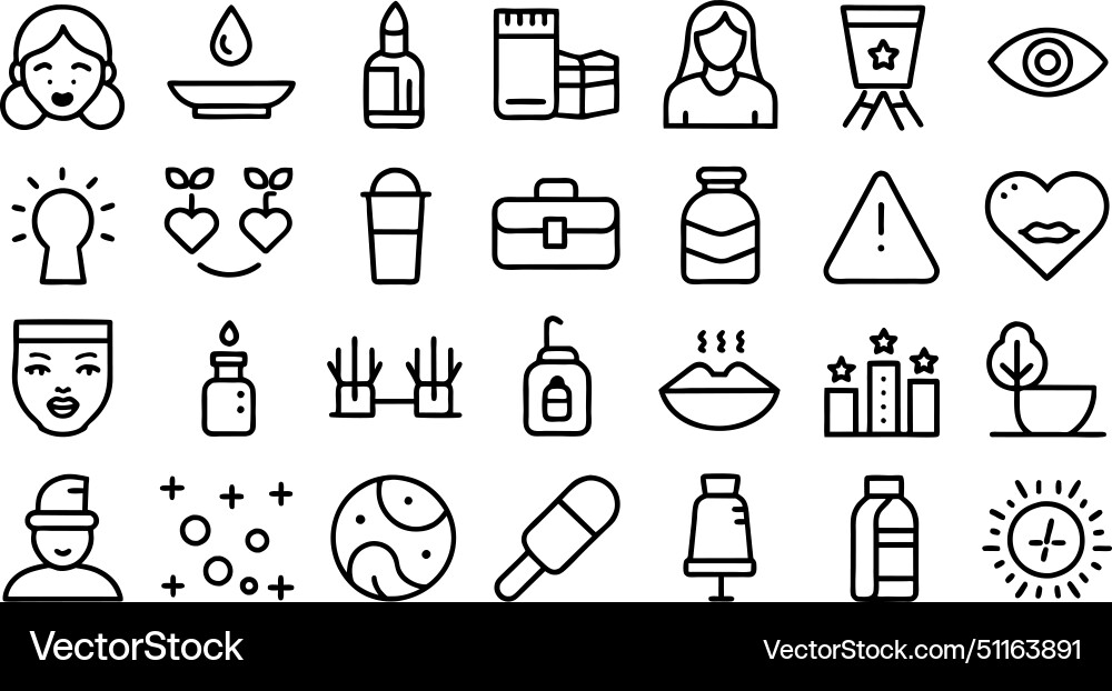 Beauty line editable icons set Royalty Free Vector Image