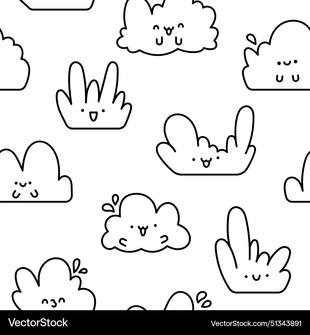 Cute lawn bush seamless pattern coloring page Vector Image