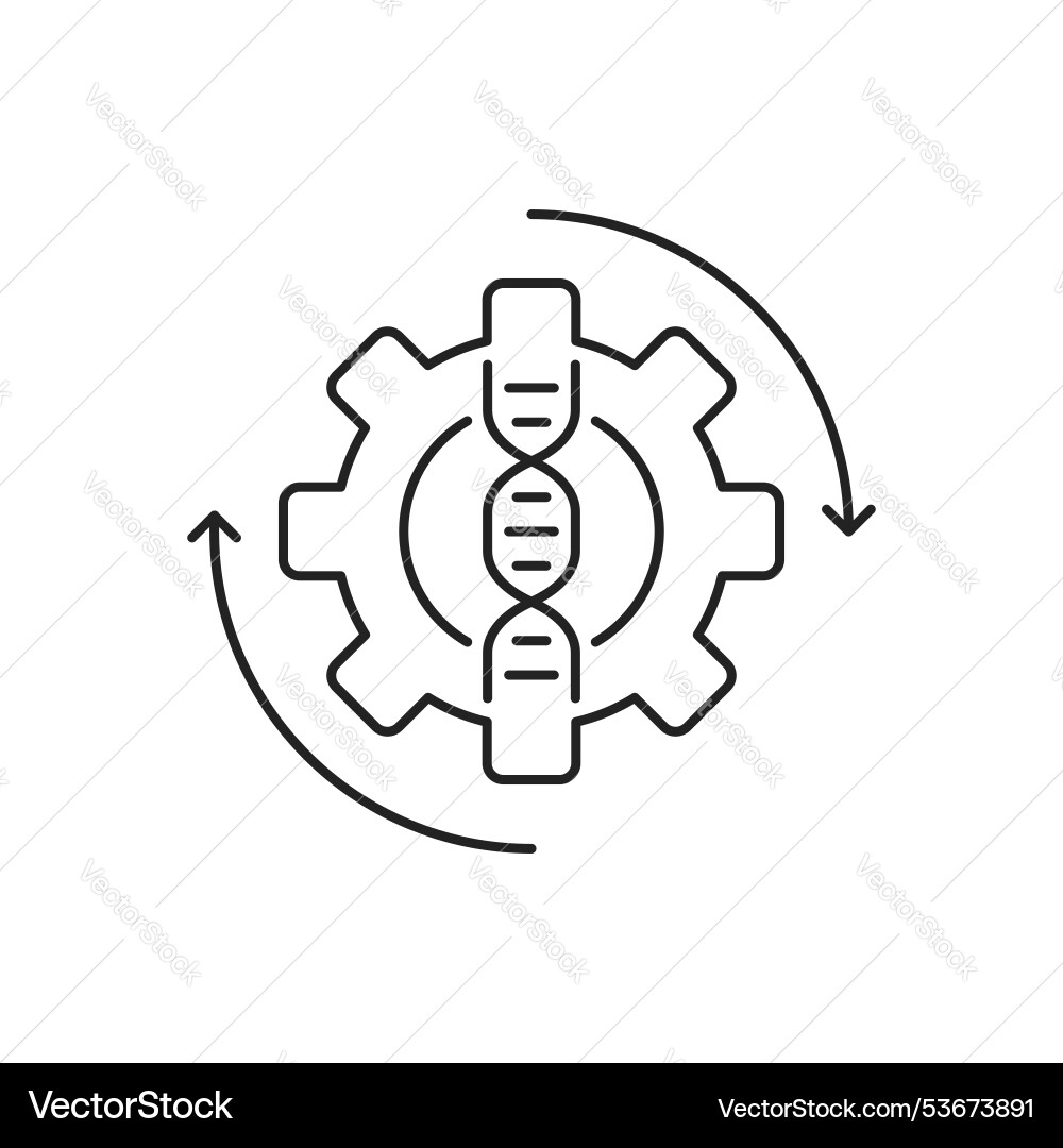 Gene editing like thin line dna and gear icon Vector Image