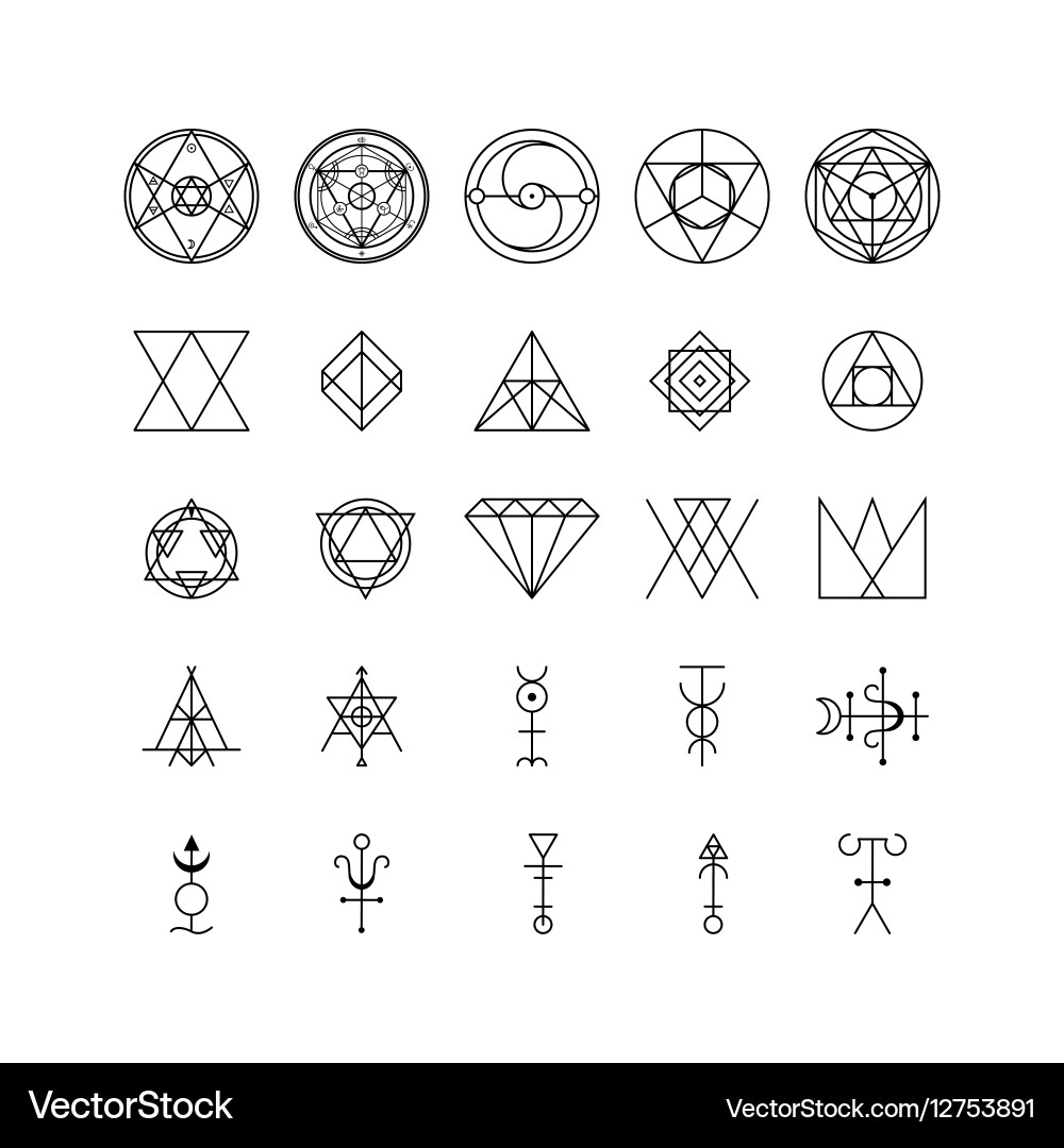 Geometric Alchemy Symbols Royalty Free Vector Image
