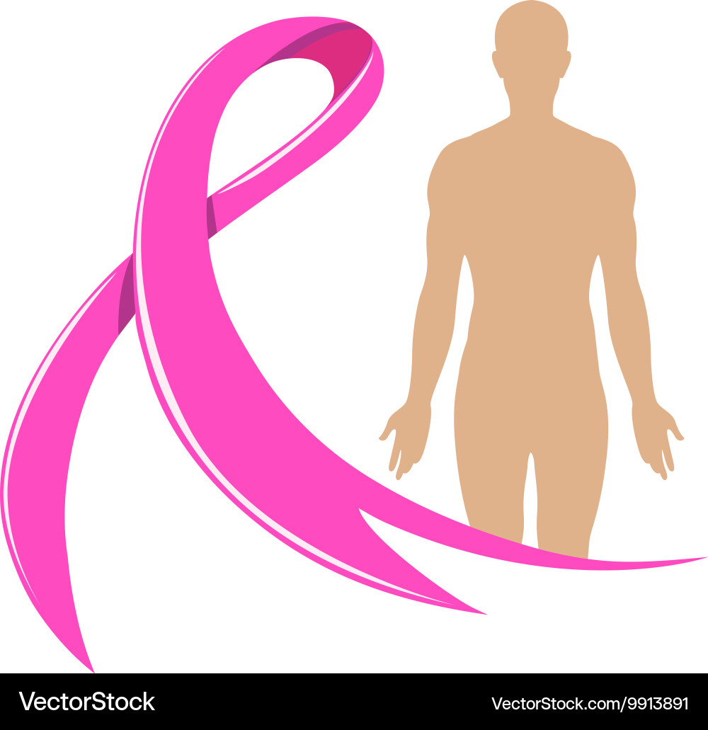 Human body and pink ribbon Royalty Free Vector Image