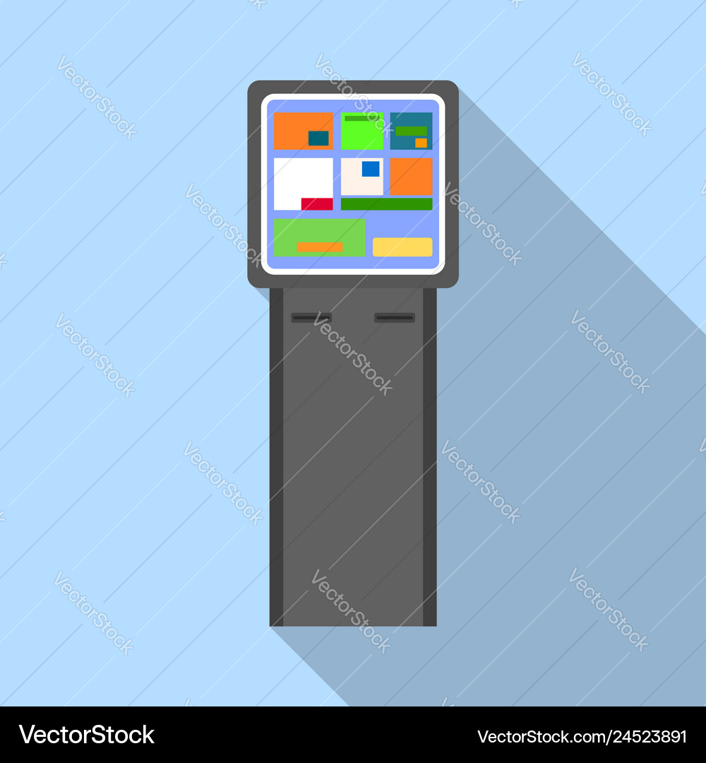 Info payment kiosk icon flat style Royalty Free Vector Image