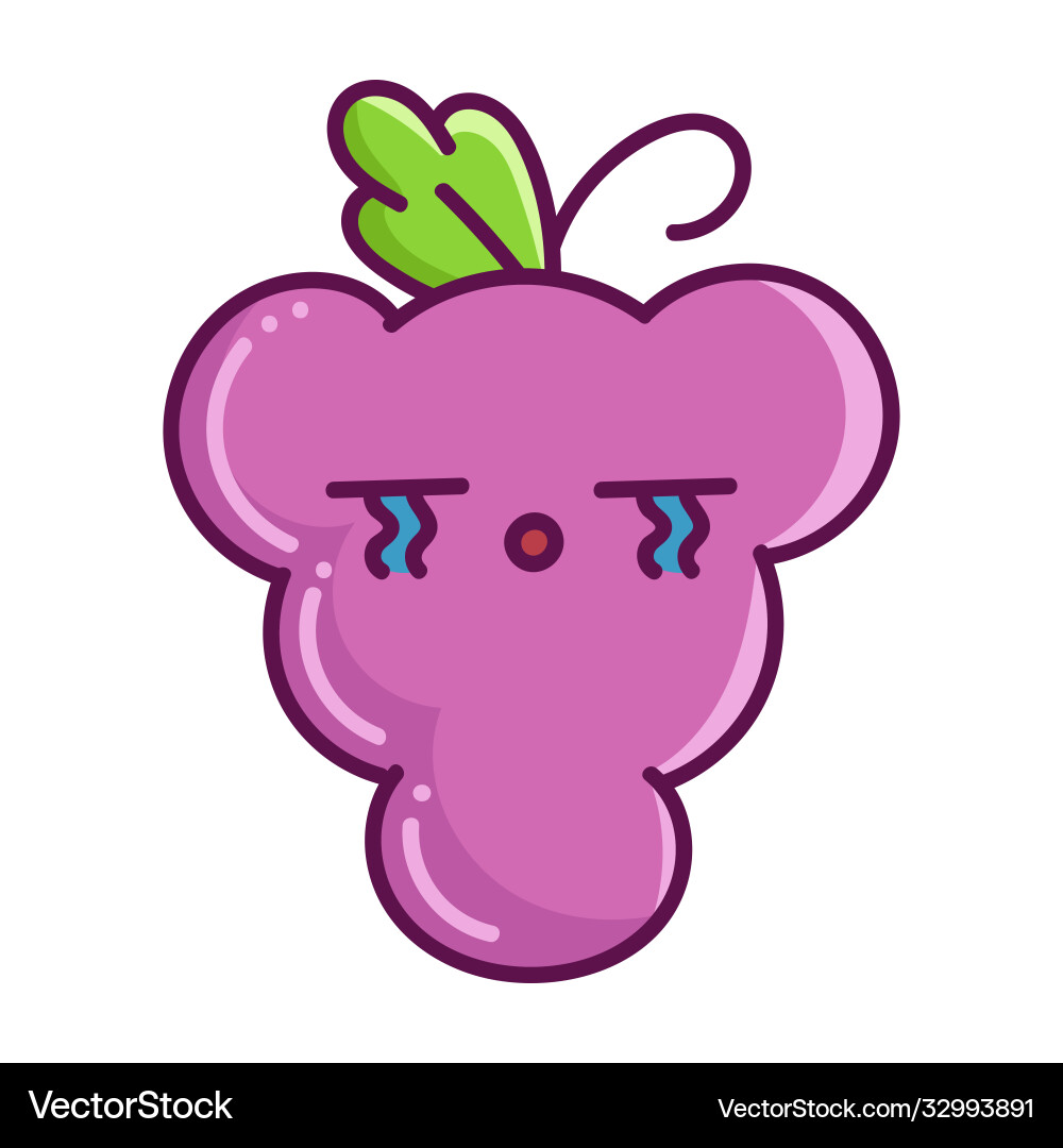 Kawaii traurige Weintraubenkarikatur Lizenzfreier Vektor