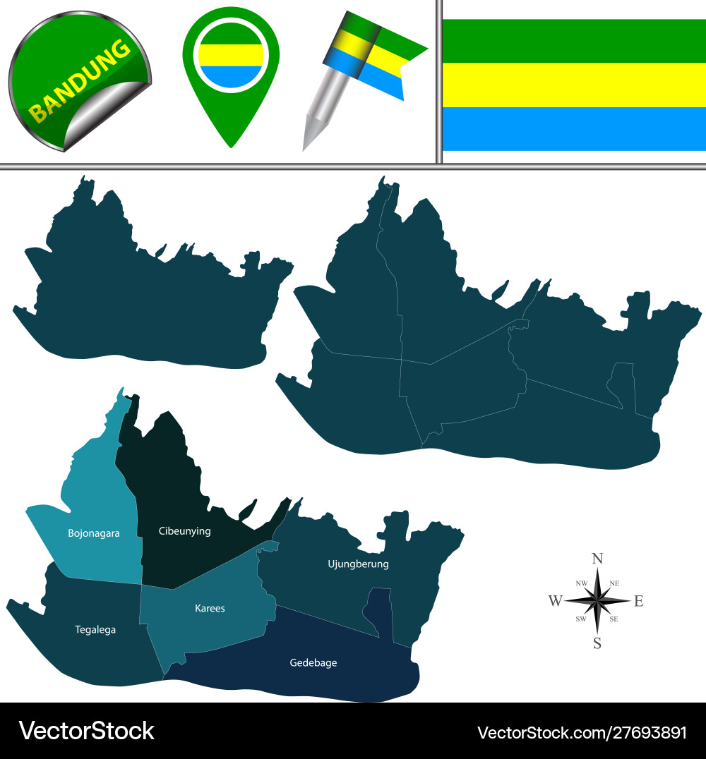 Map bandung indonesia Royalty Free Vector Image