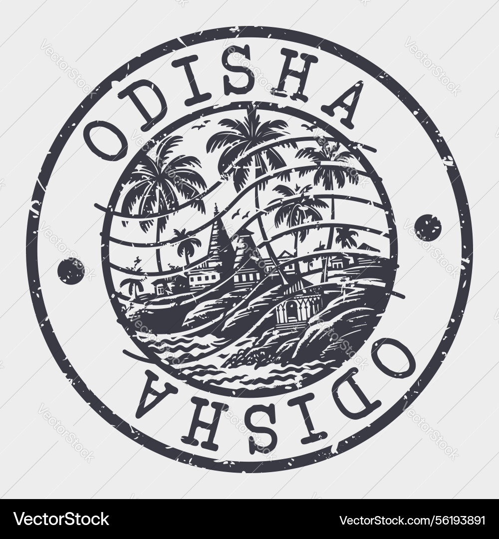 Odisha india stamp postal silhouette seal Vector Image