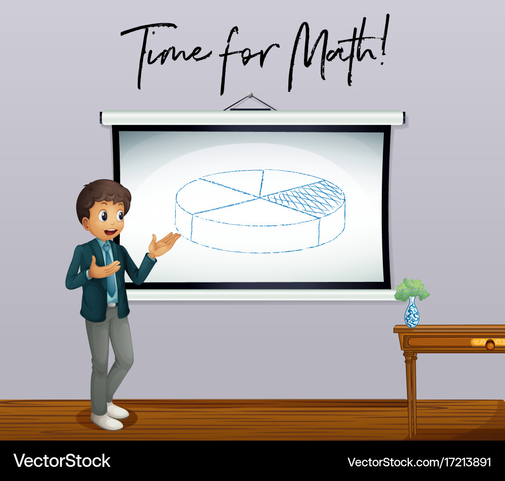 Phrase time for math with teacher Royalty Free Vector Image