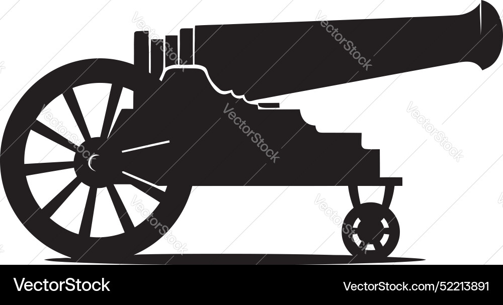 Strategic armament black cannon emblematic icon Vector Image