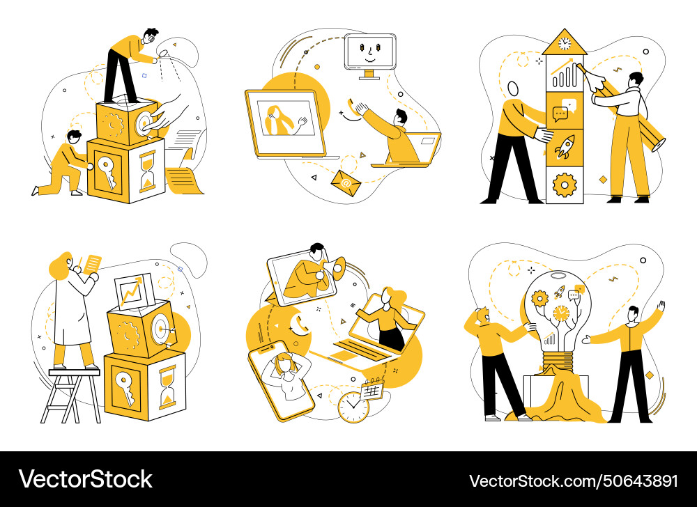 Team communication in realm business Royalty Free Vector