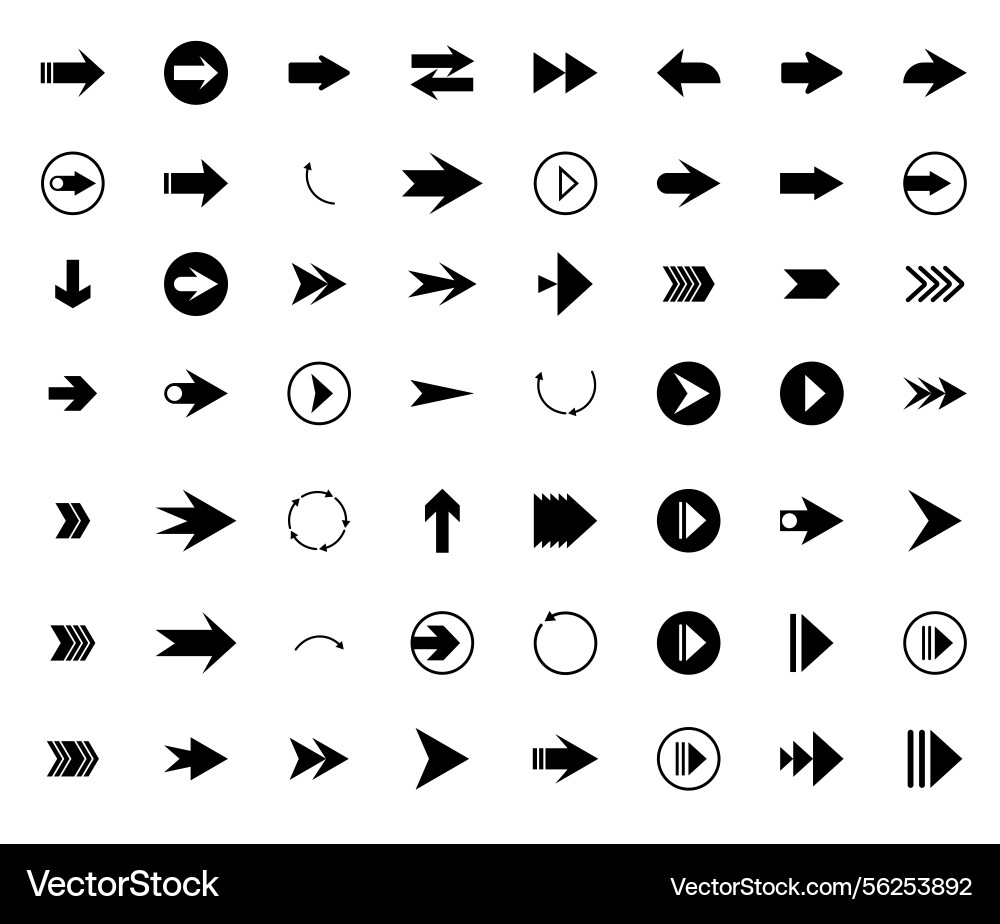 Arrow icon set navigation direction symbol Vector Image