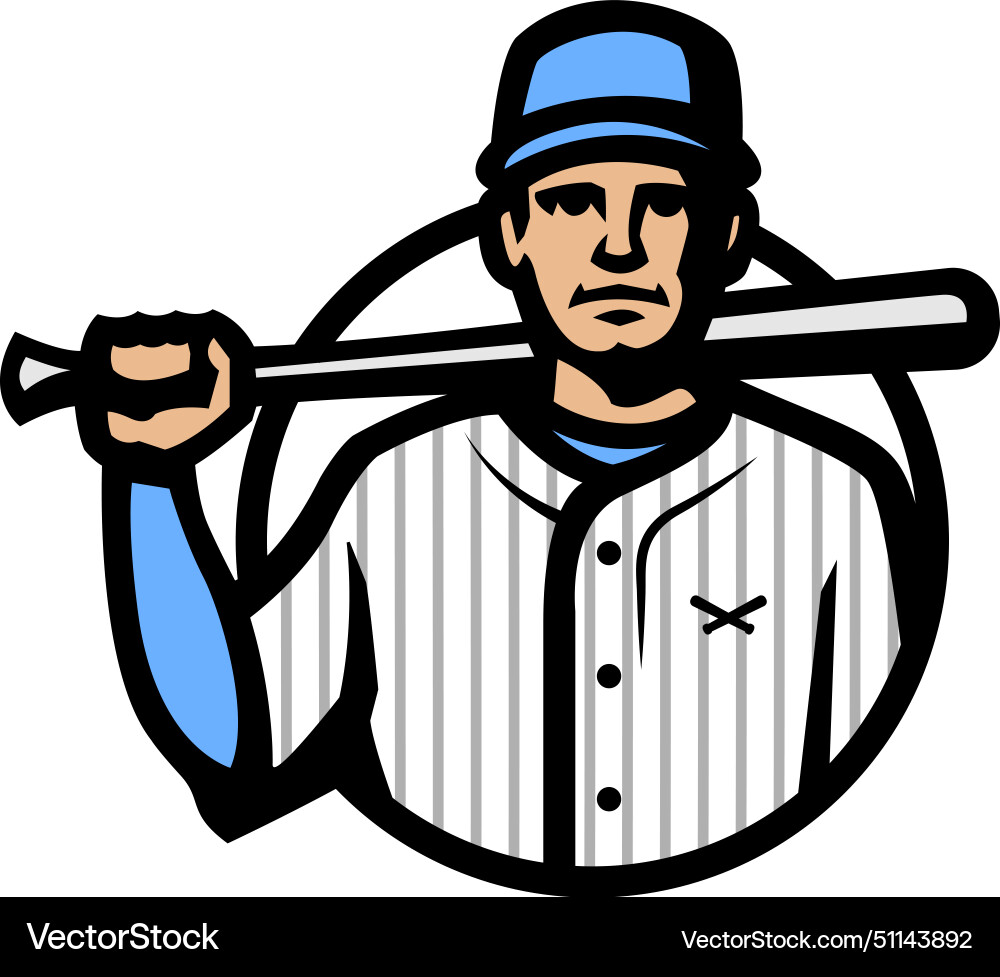 Baseball player with bat logo Royalty Free Vector Image
