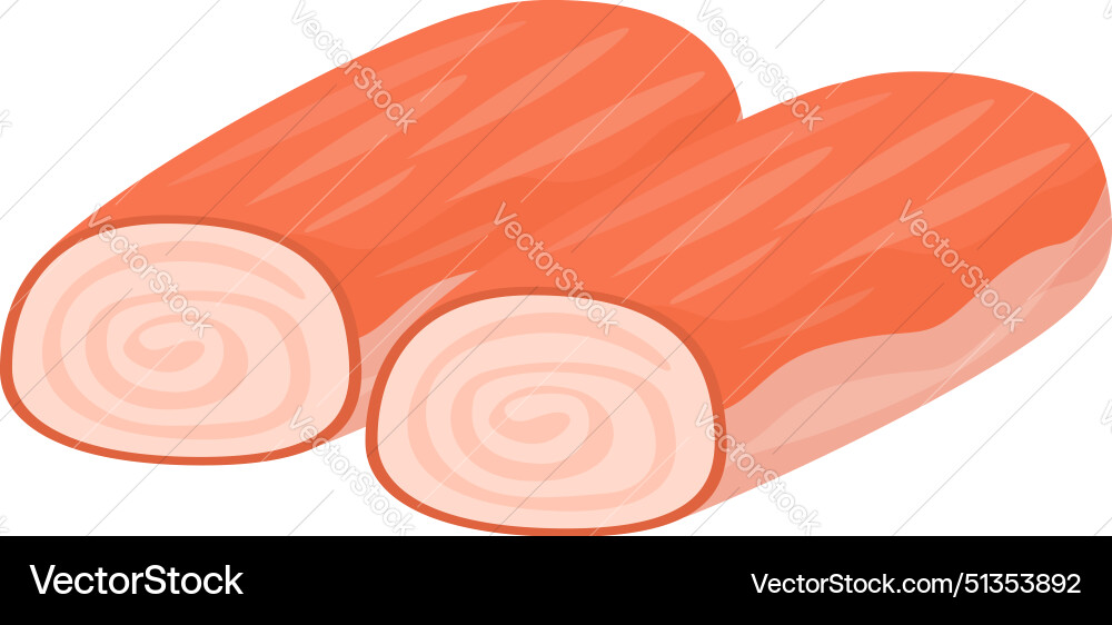 Cartoon sliced ham rolls Royalty Free Vector Image