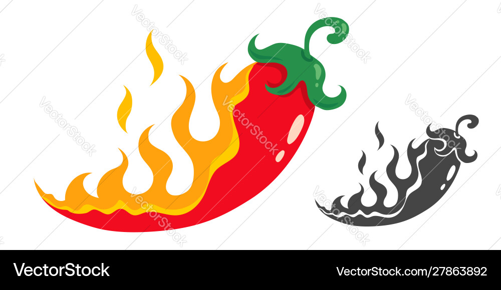 Chili pepper in fire Royalty Free Vector Image