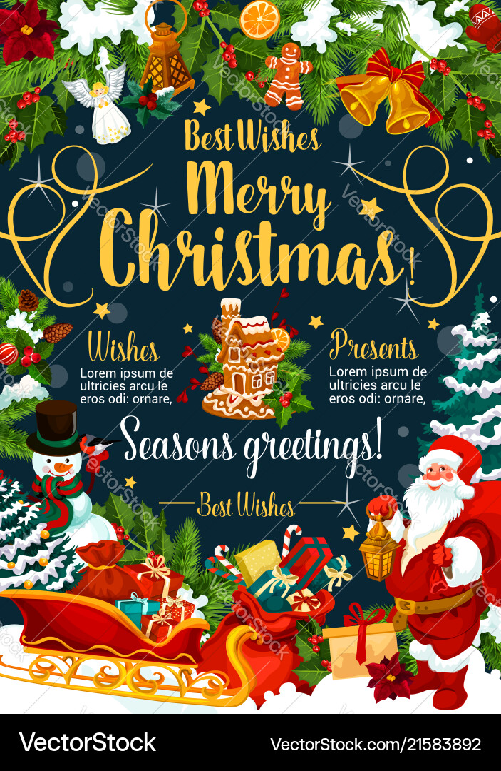 Christmas festive poster with winter holidays gift