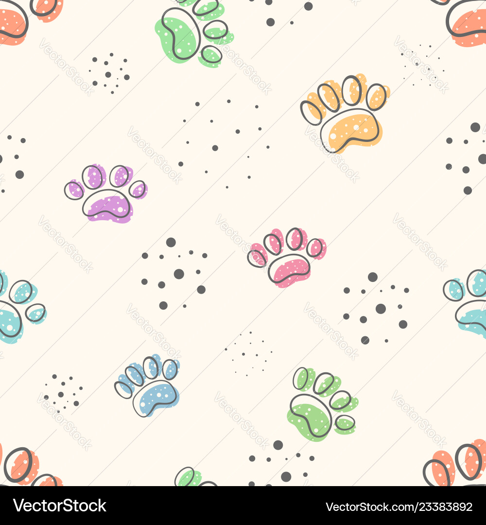 Dog paw - cute seamless pattern Royalty Free Vector Image