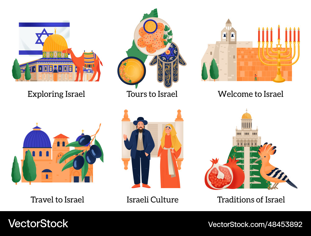 Israel Culture & Landmarks Royalty Free Vector Image