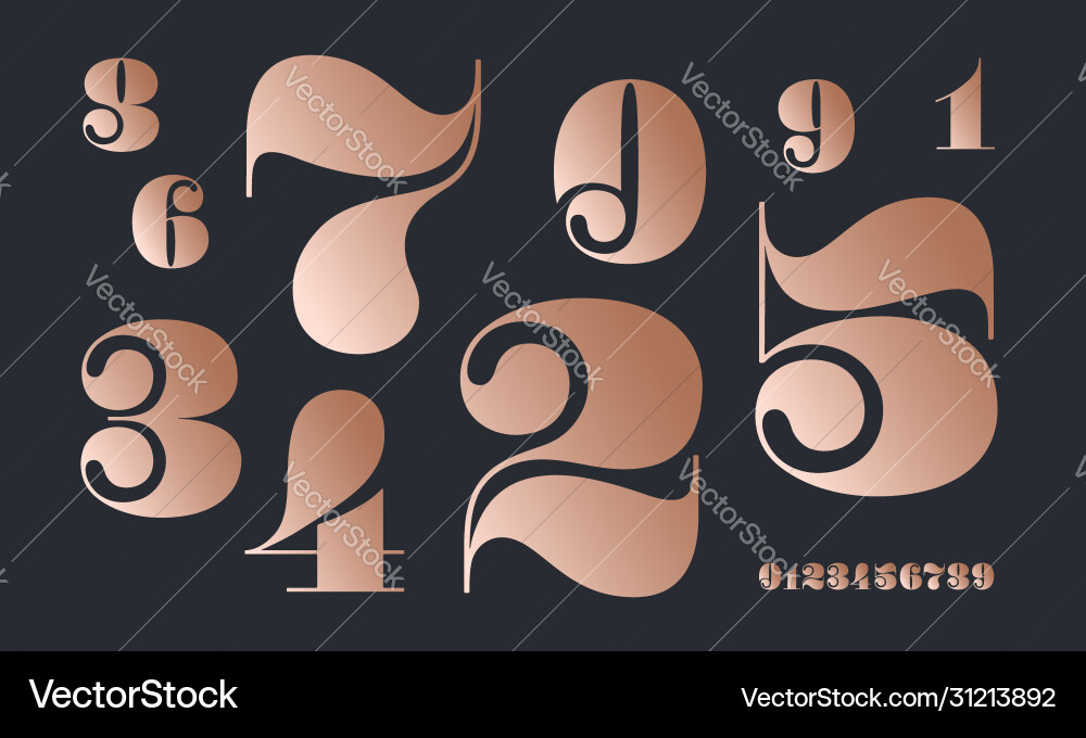 Number font numbers in classical french Royalty Free Vector