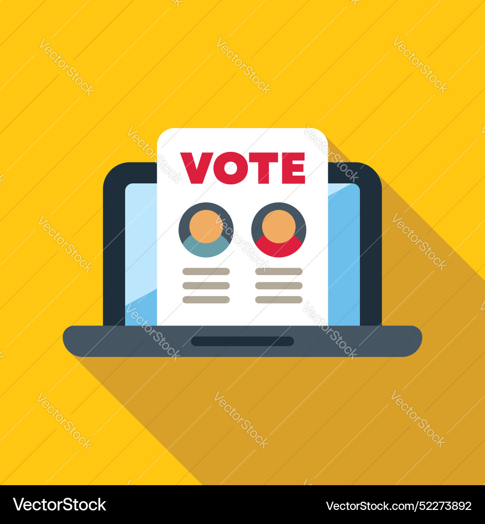 Online voting document on laptop screen showing Vector Image
