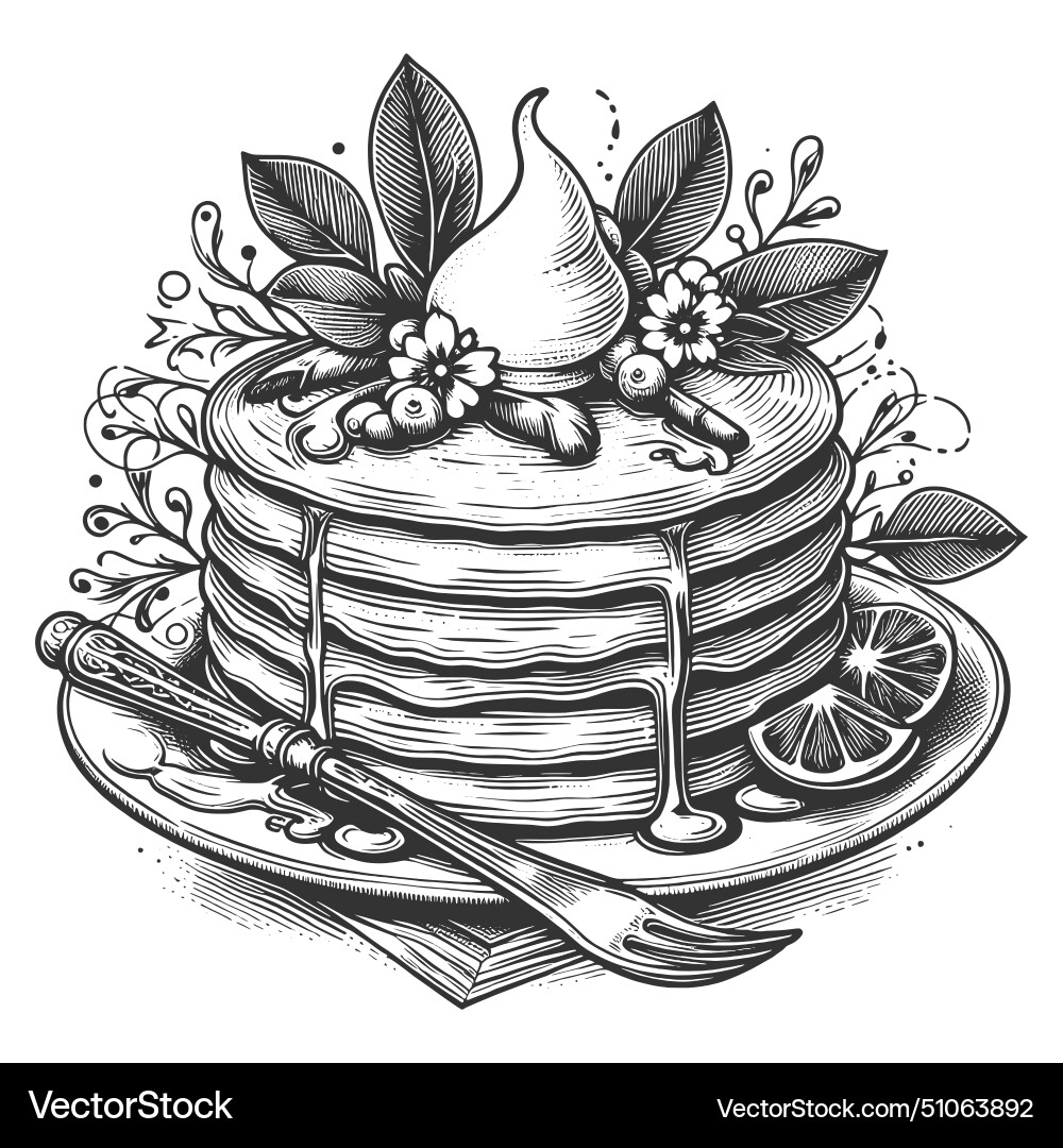 Pancakes with maple syrup Royalty Free Vector Image
