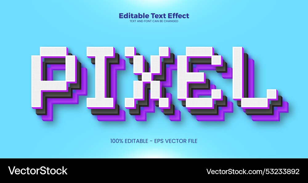 Pixel editable text effect in modern trend style Vector Image