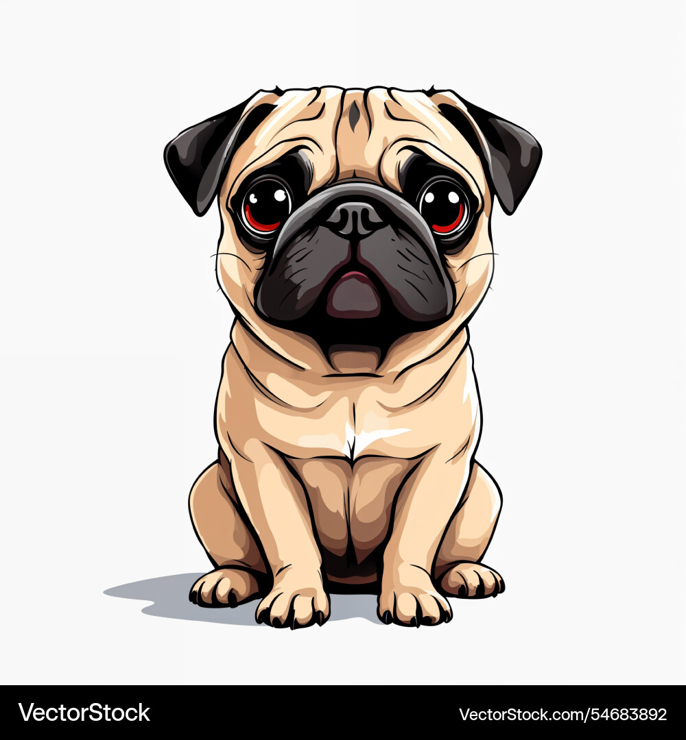 Pug dog cartoon Royalty Free Vector Image - VectorStock