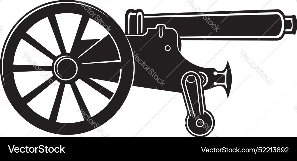 Strategic elegance elegant black cannon emblem Vector Image