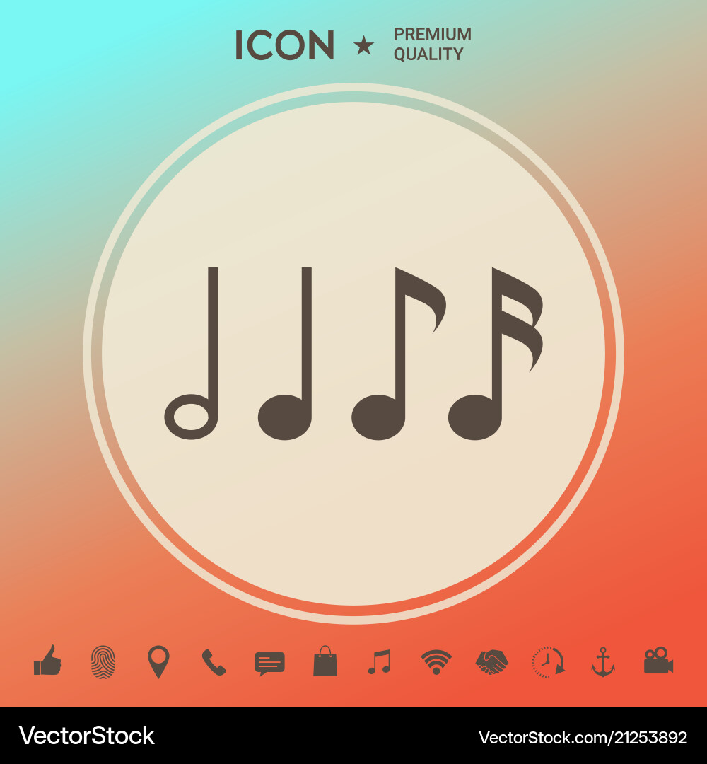 Symbol of music notes sixteenth note eighth Vector Image