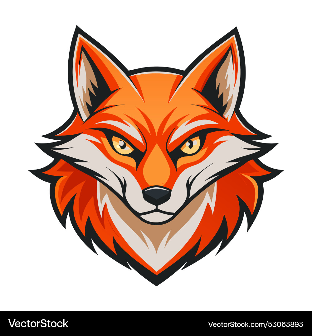 A fierce red fox head Royalty Free Vector Image