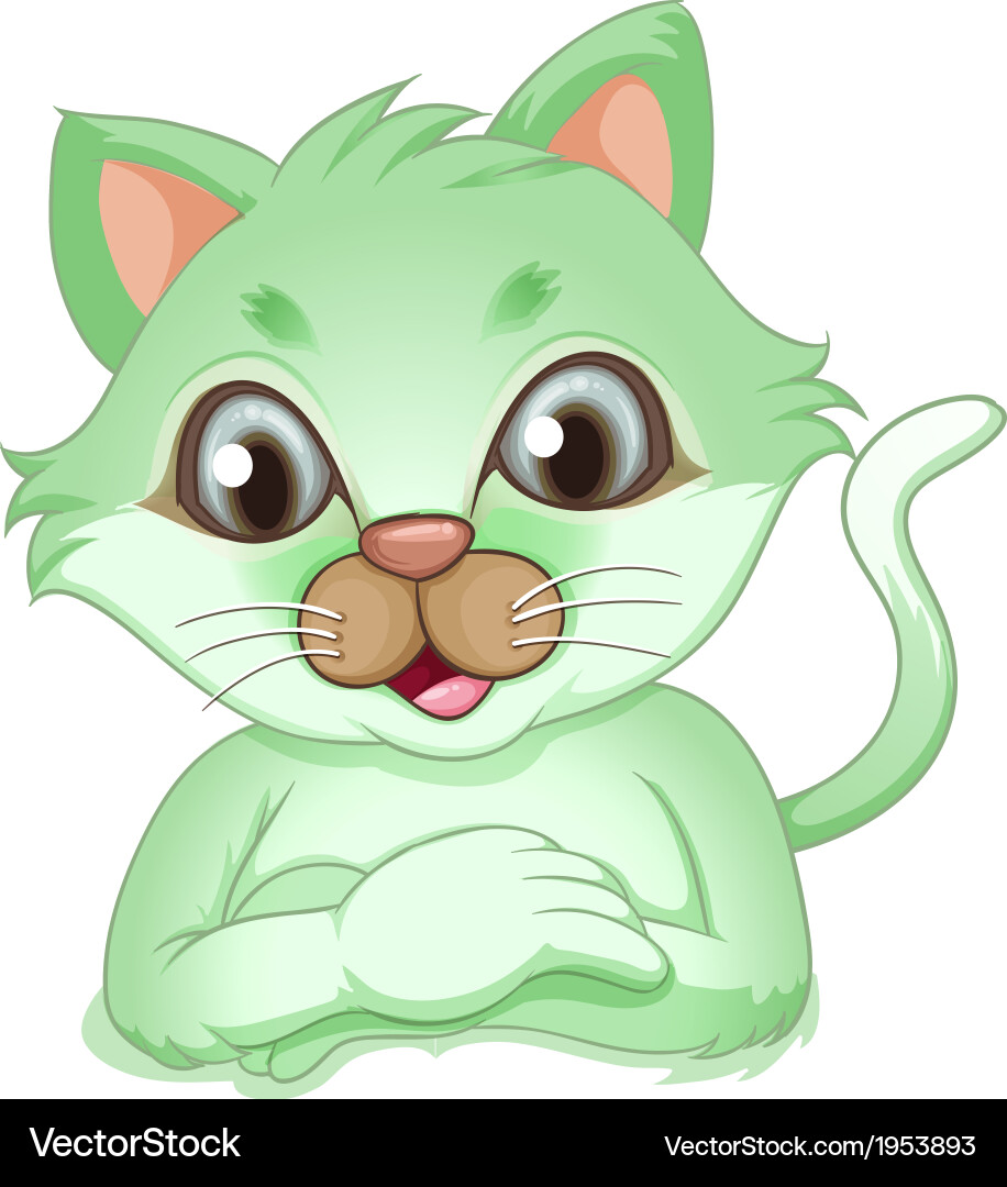 An adorable green cat Royalty Free Vector Image