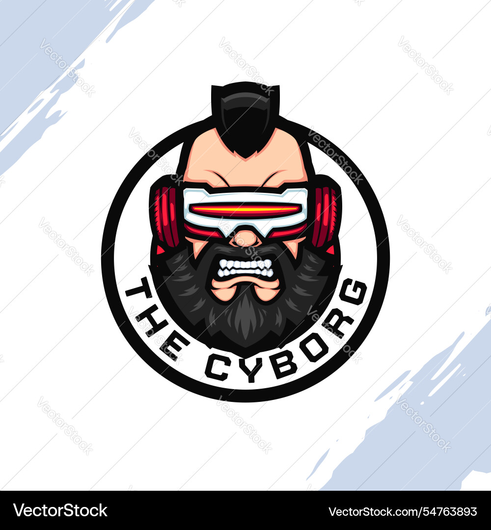 Angry mohawk guy cyberpunk head mascot Royalty Free Vector