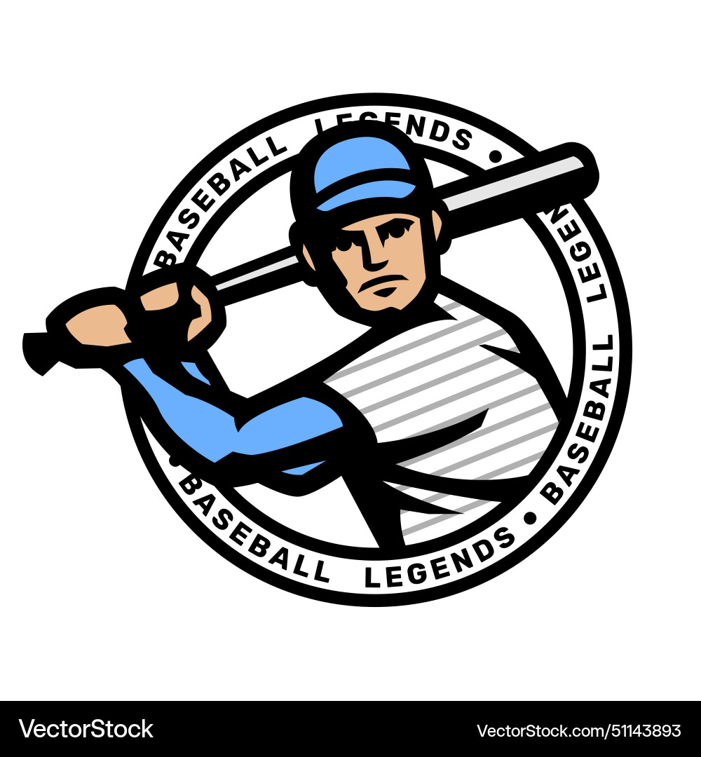 Baseball player with bat logo Royalty Free Vector Image
