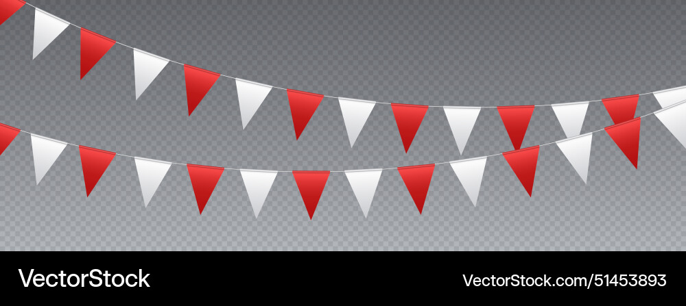 Bunting flags carnival party flags white and red Vector Image