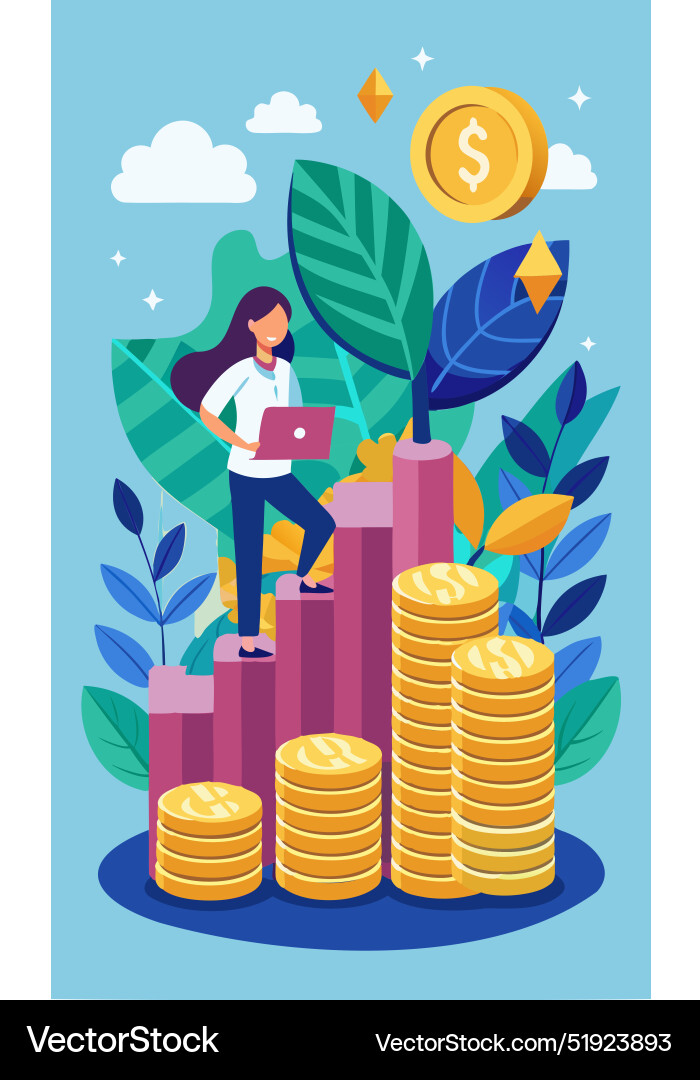 Financial growth and roi Royalty Free Vector Image