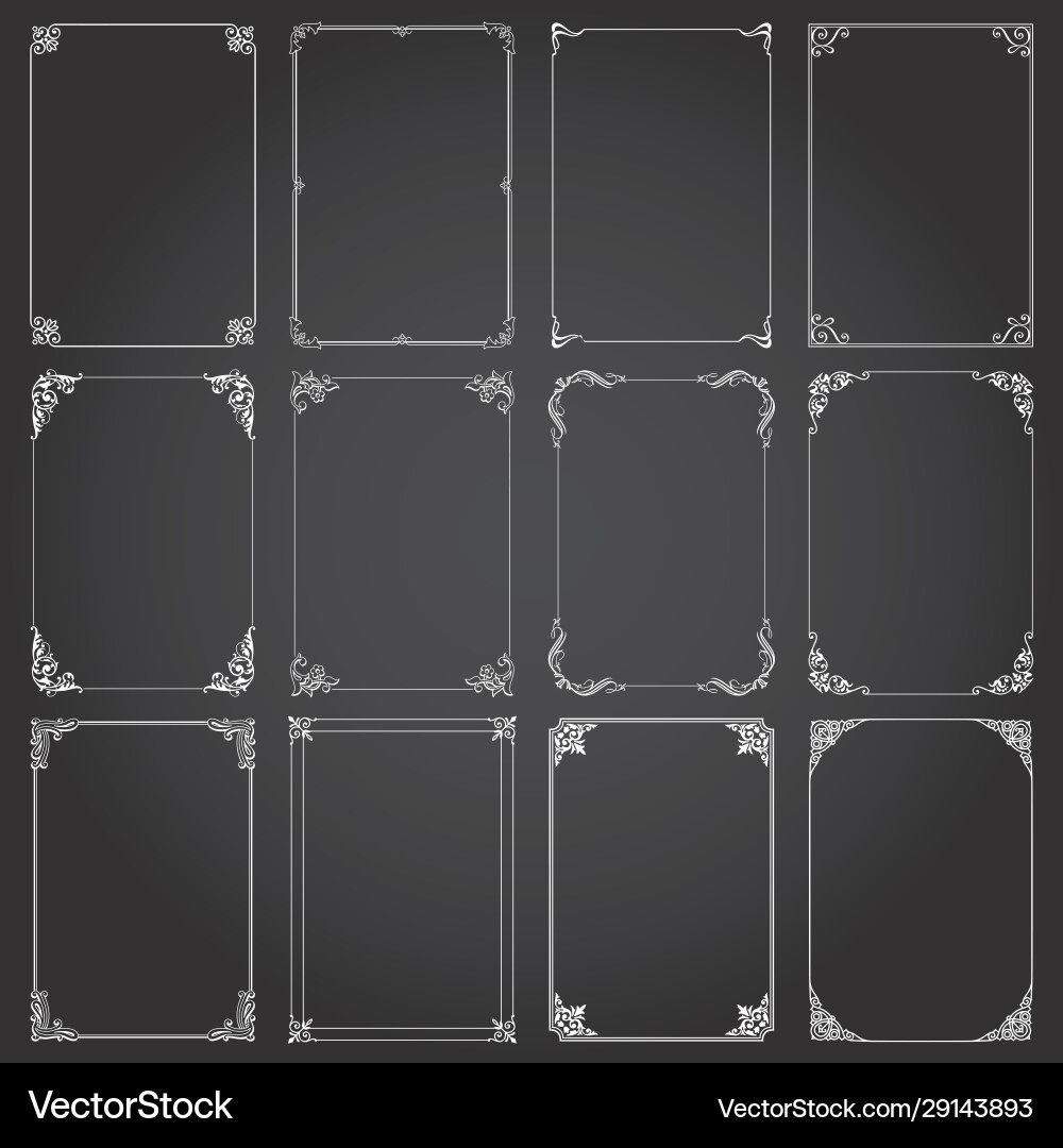 Frames decorative rectangle and borders set Vector Image