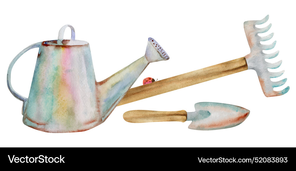 Hand drawn watercolor spring gardening Royalty Free Vector