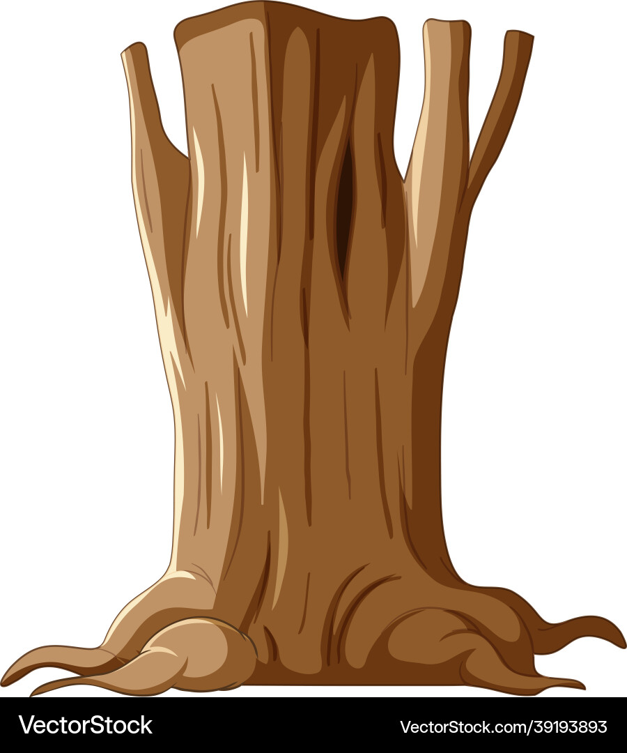 Isolated tree trunk and roots Royalty Free Vector Image
