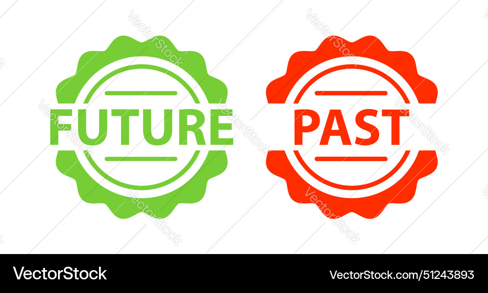 Past and future signs label two green red Vector Image