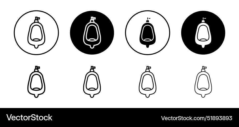 Urinal icon set collection outline flat Royalty Free Vector