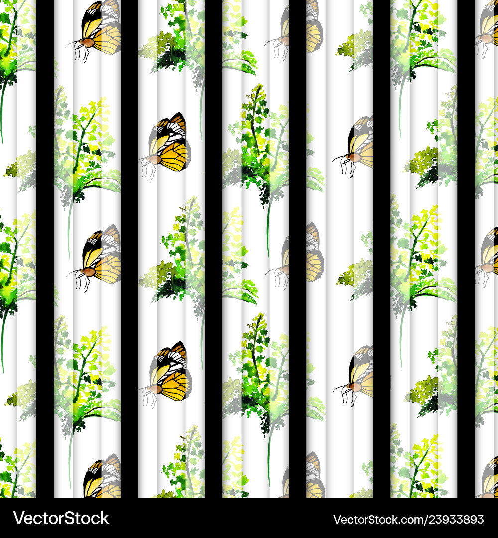 Watercolor spring floral background with stripes Vector Image