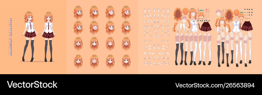 Anime Girl Character Animation Royalty Free Vector Image