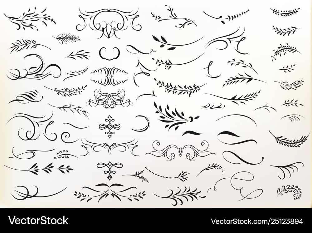 Big collection calligraphic flourishes Royalty Free Vector