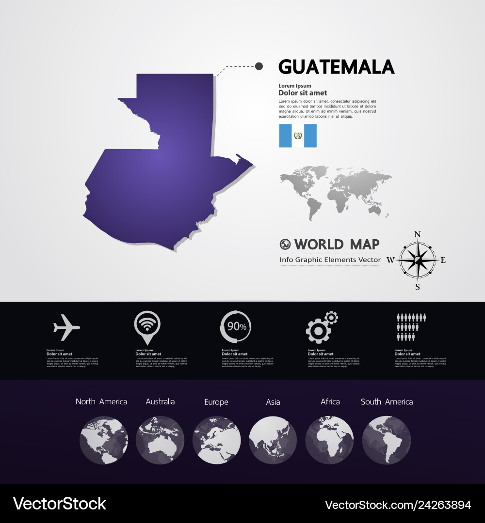 Guatemala map Royalty Free Vector Image - VectorStock
