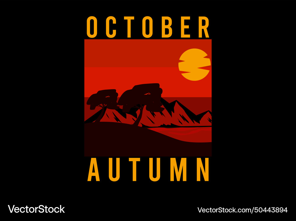 October autumn silhouette retro design Royalty Free Vector