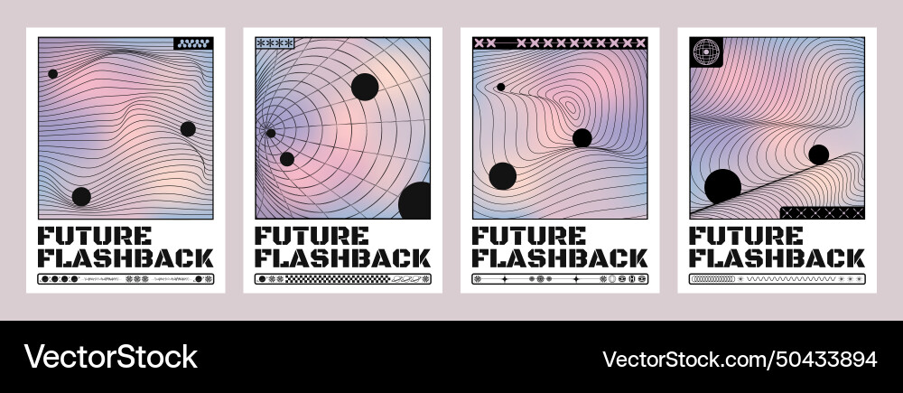 Retro y2k poster design layout Royalty Free Vector Image