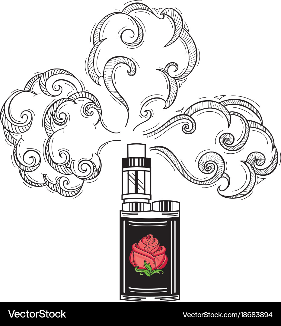 Sketch vape smoking isolated Royalty Free Vector Image