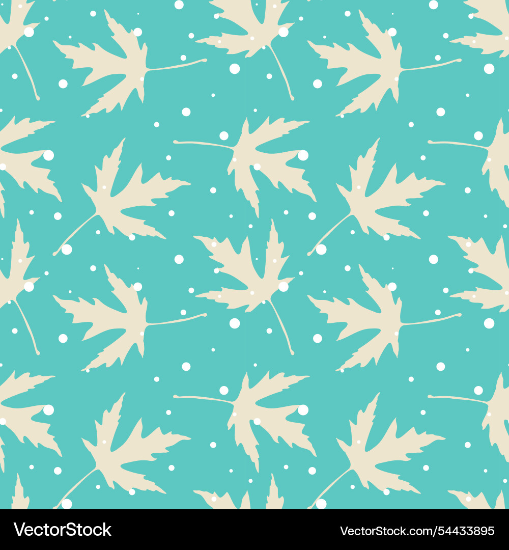Cold bright blue winter pattern with frozen leaves