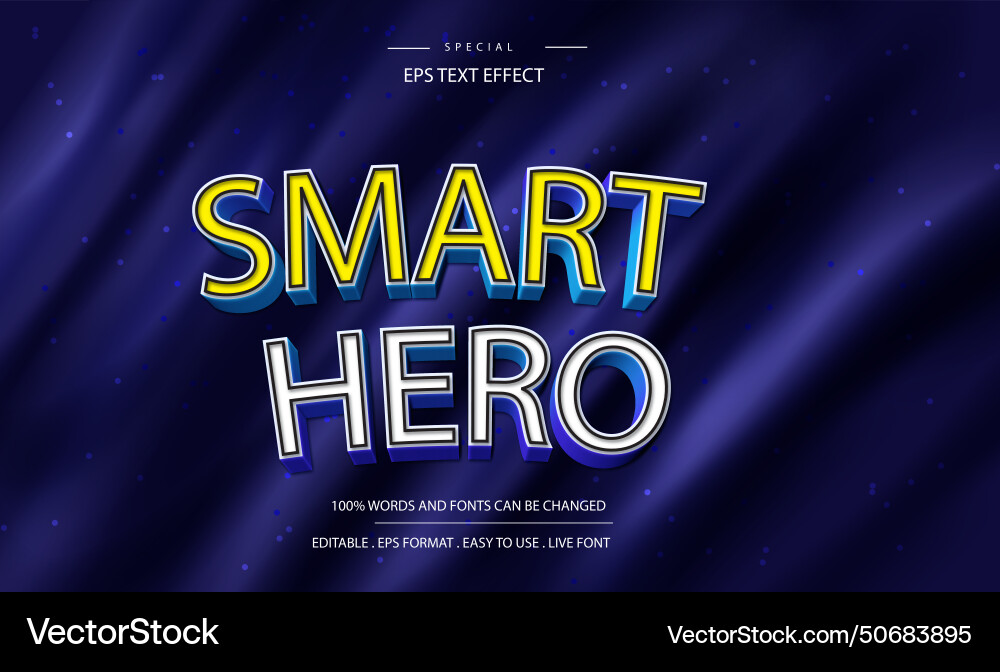 Editable text effect smart hero style Royalty Free Vector