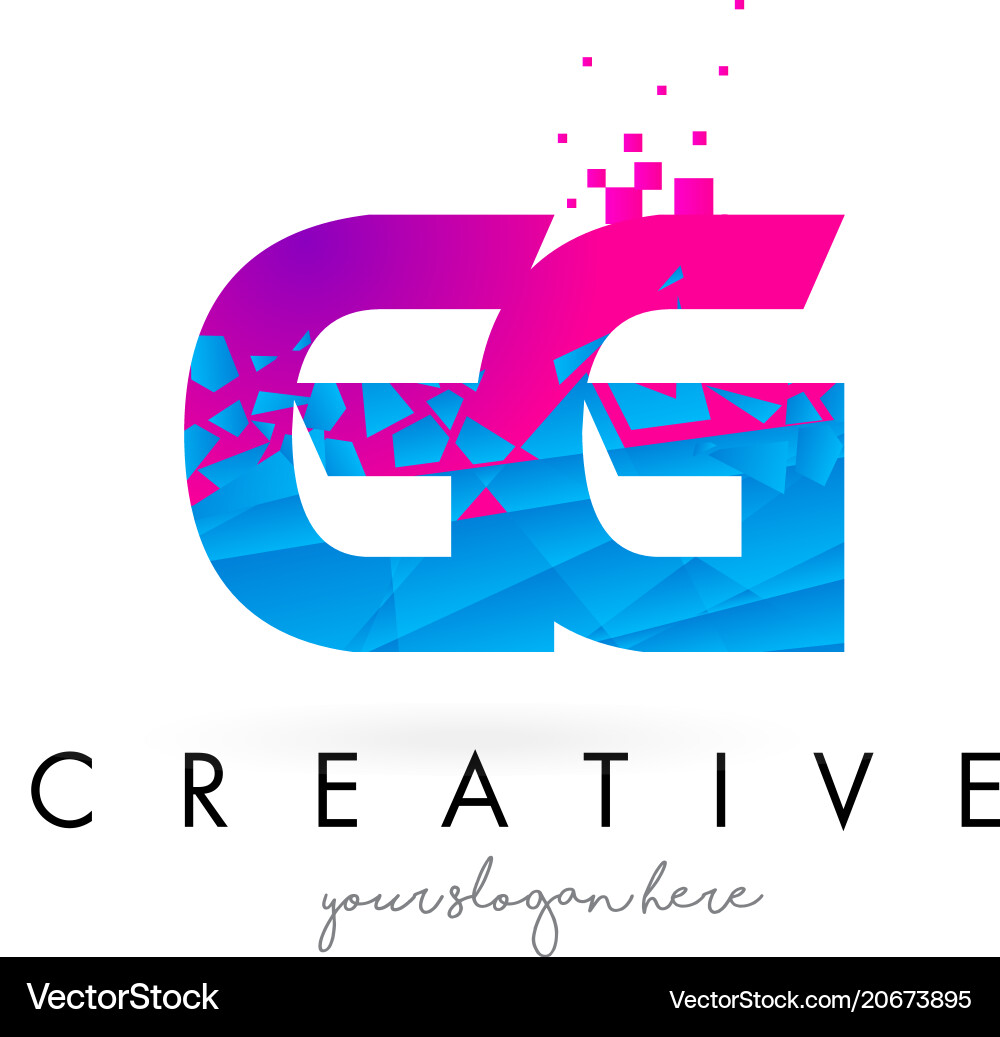 Gg g letter logo with shattered broken blue Vector Image