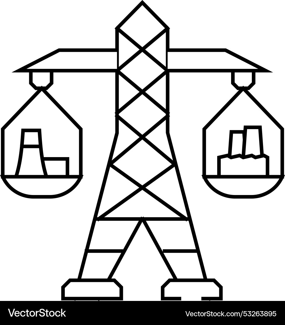 Grid balancing energy line icon Royalty Free Vector Image